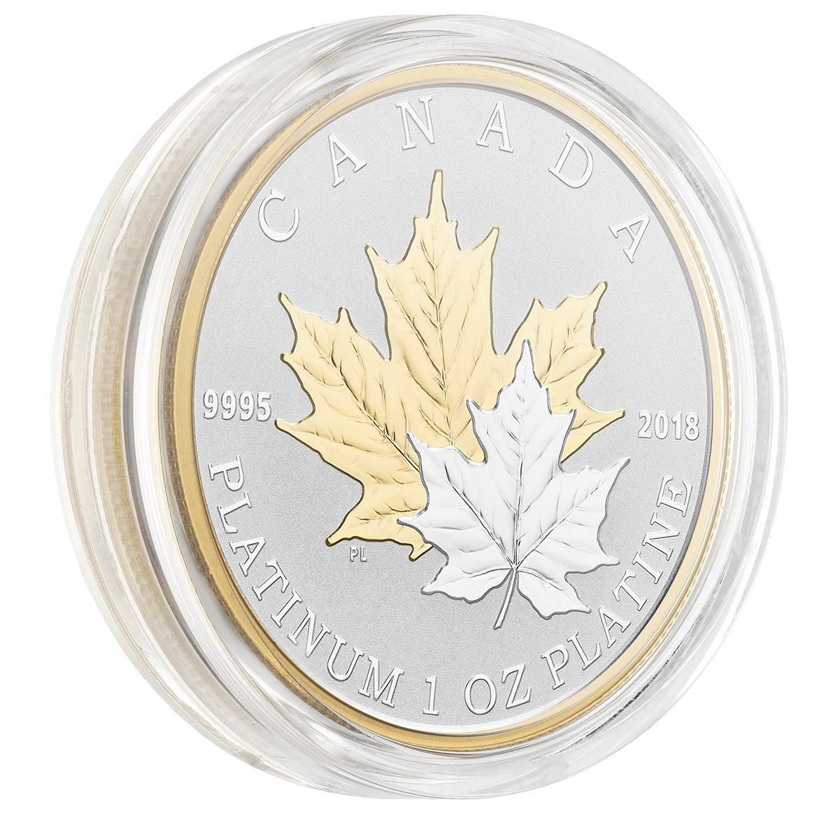 1 oz. Pure Platinum Gold-Plated Coin - Maple Leaf Forever - Mintage ...