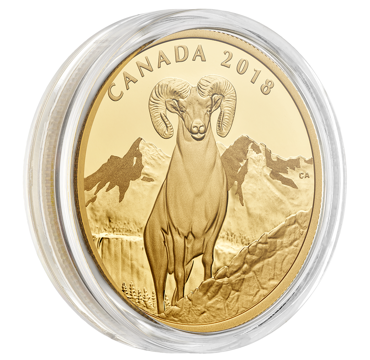 99.999% 1 oz. Pure Gold Coin - Bighorn Sheep - Mintage: 400 (2018 ...