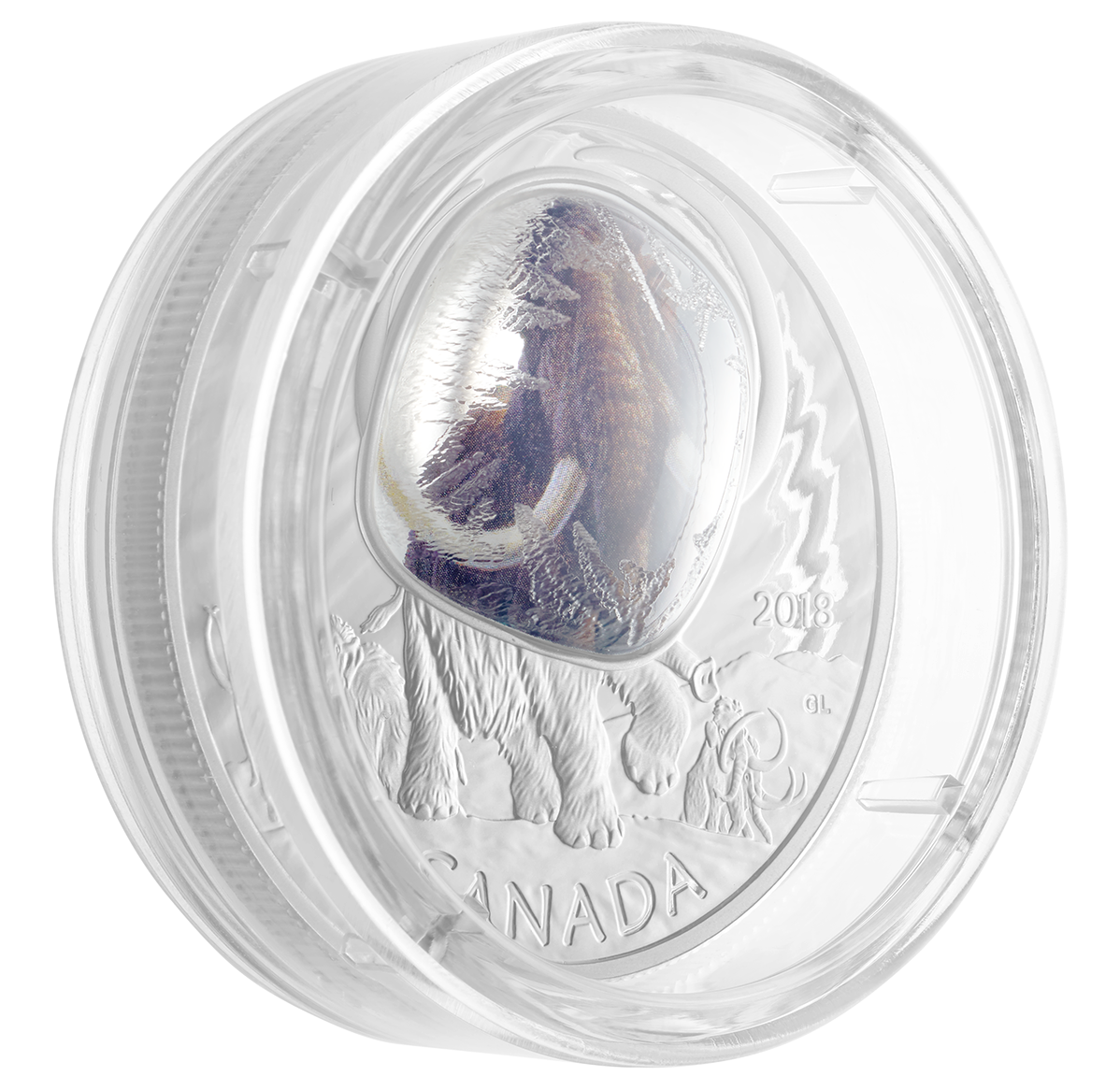 1 oz. Pure Silver Coloured Coin - Frozen in Ice: Woolly Mammoth ...