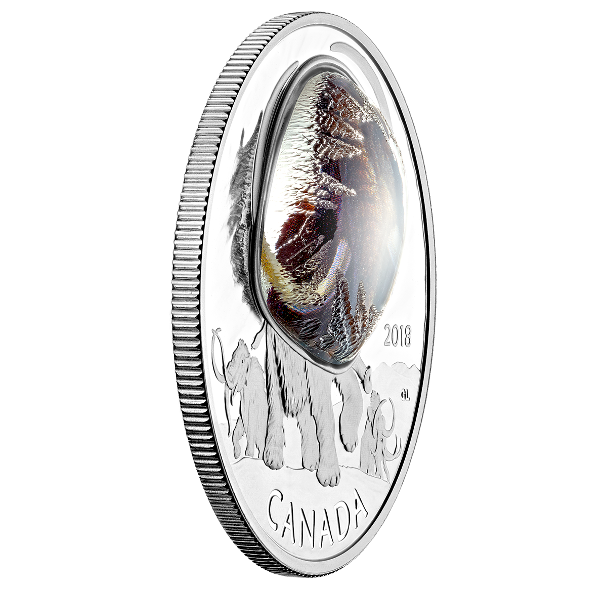 1 oz. Pure Silver Coloured Coin - Frozen in Ice: Woolly Mammoth ...