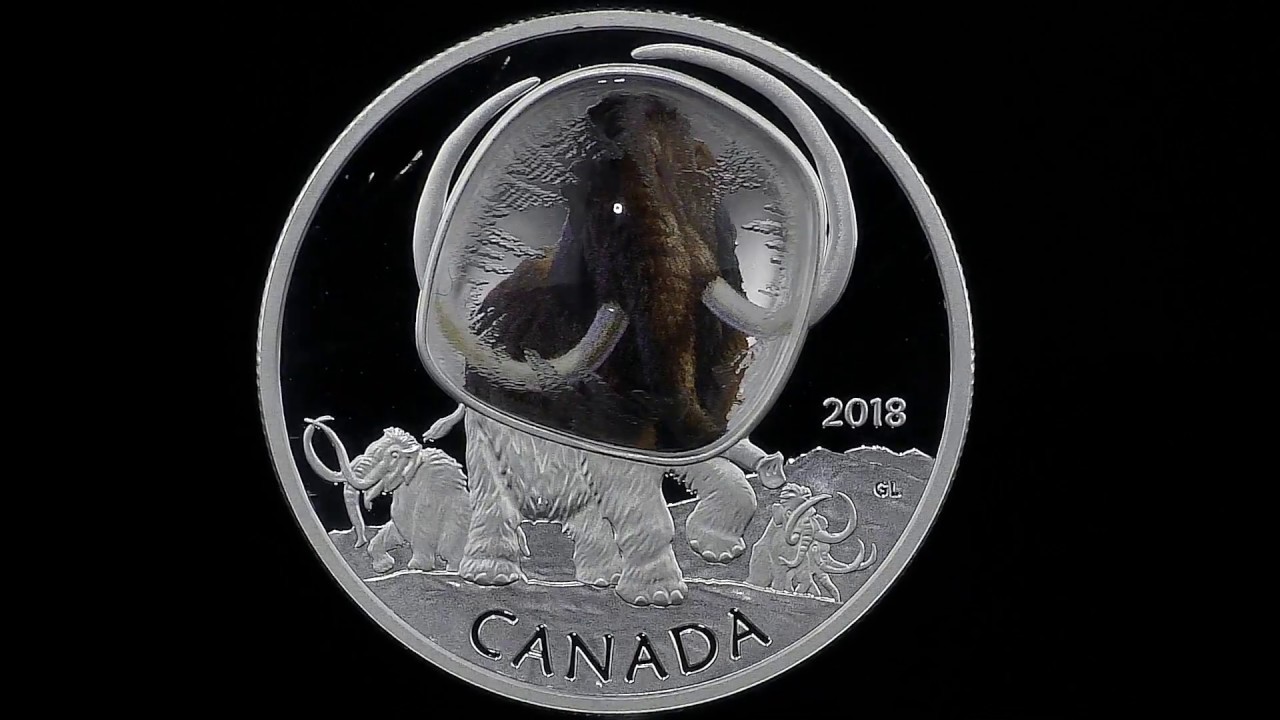1 oz. Pure Silver Coloured Coin - Frozen in Ice: Woolly Mammoth ...