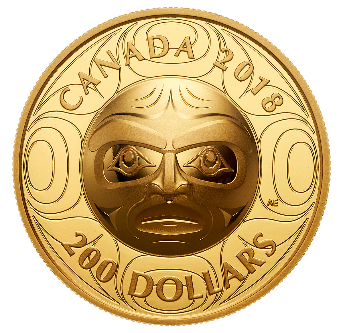 99.999% Pure Gold Ultra-High Relief Coin - Ancestor Moon Mask - Mintage ...