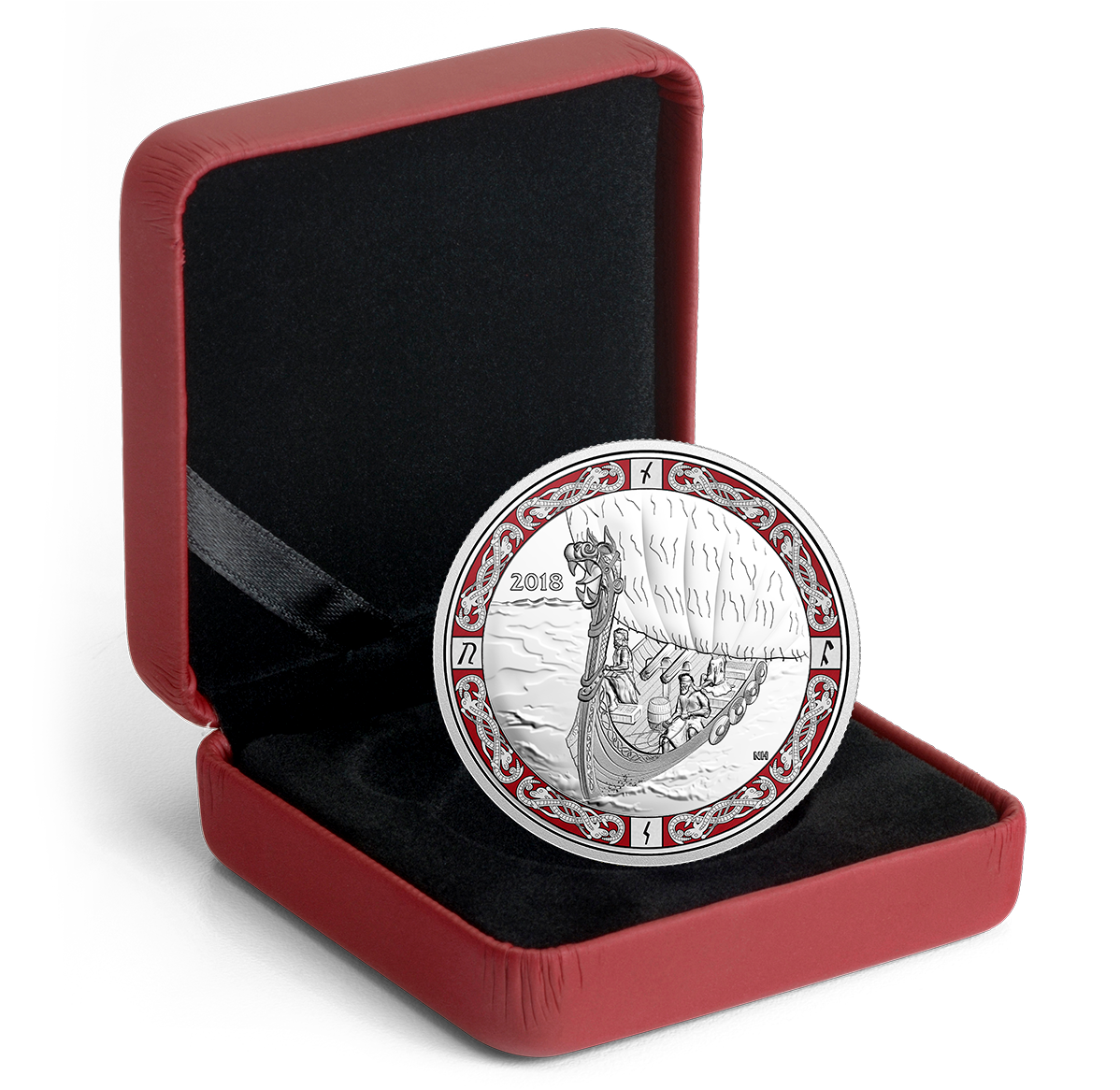 1 oz. Pure Silver Coloured Coin - Viking Ships: Viking Voyage - Mintage ...