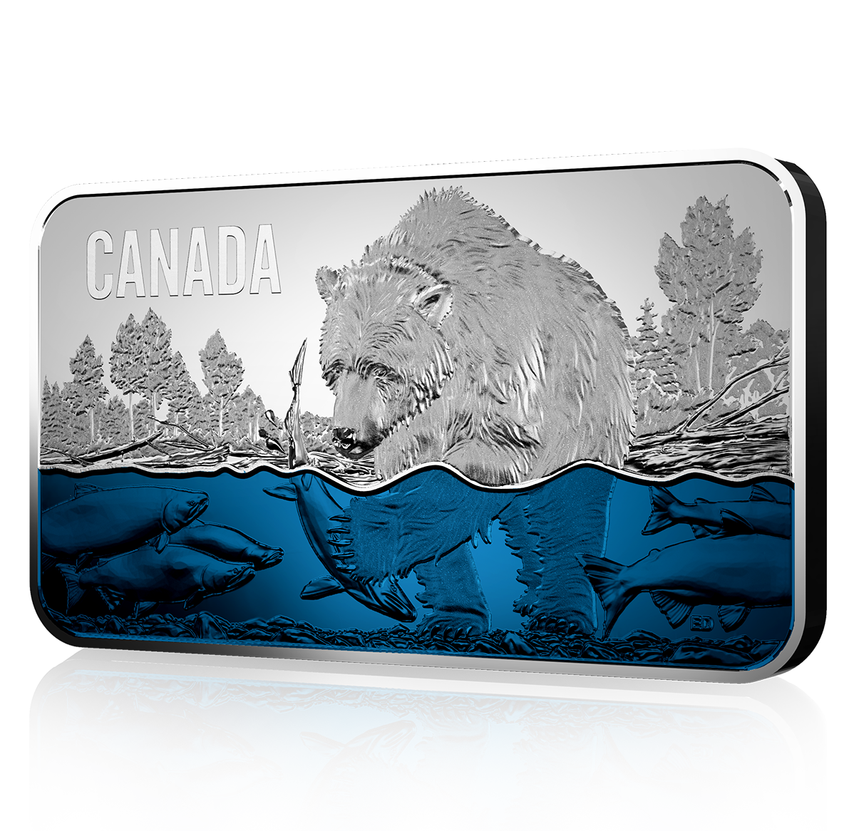 Pure Silver Ultra-High Relief Coin - Salmon Run - Mintage: 3,500 (2018 ...