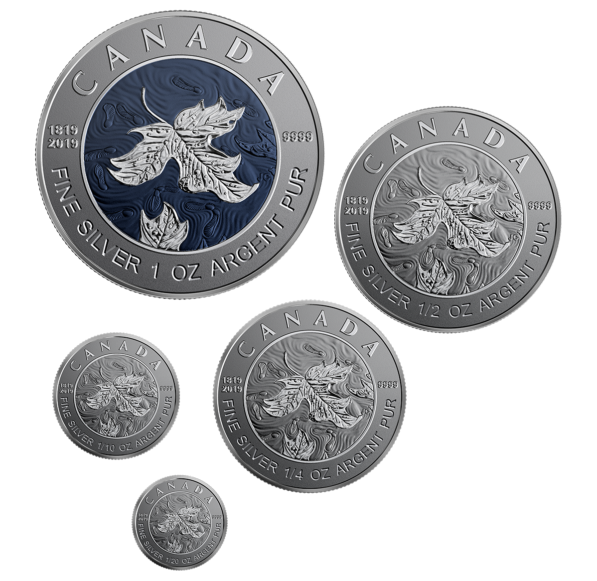 Pure Silver 5-Coin Maple Leaf Fractional Set - A Bicentennial ...