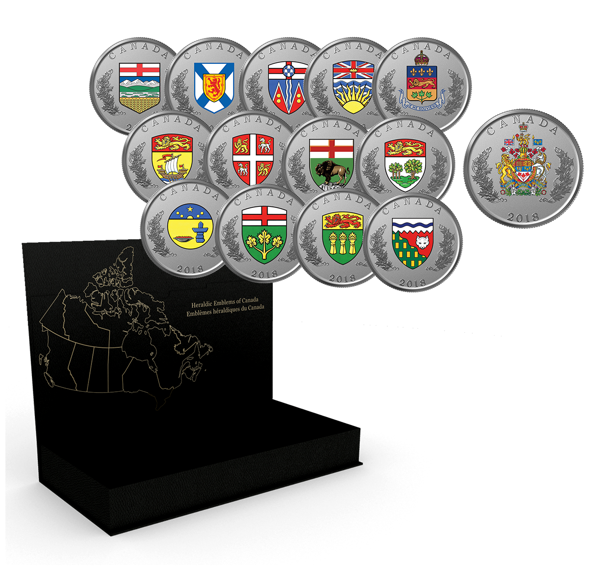 Pure Silver 14-Coin Set - Heraldic Emblems of Canada - Mintage: 4,000 ...