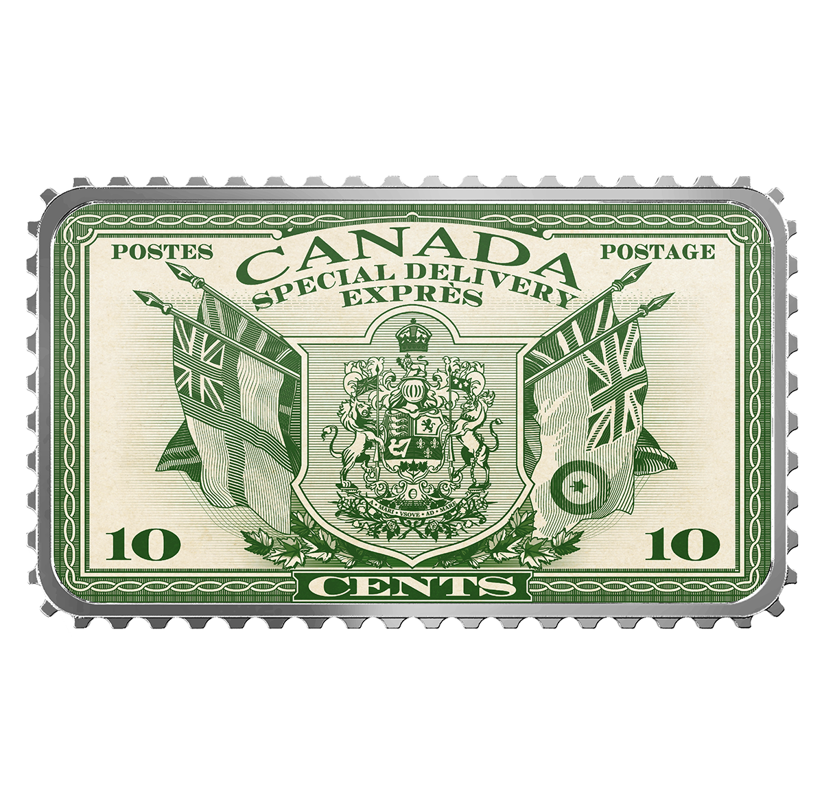 1 oz. Pure Silver Coloured Coin - Canada’s Historical Stamps: Coat of ...