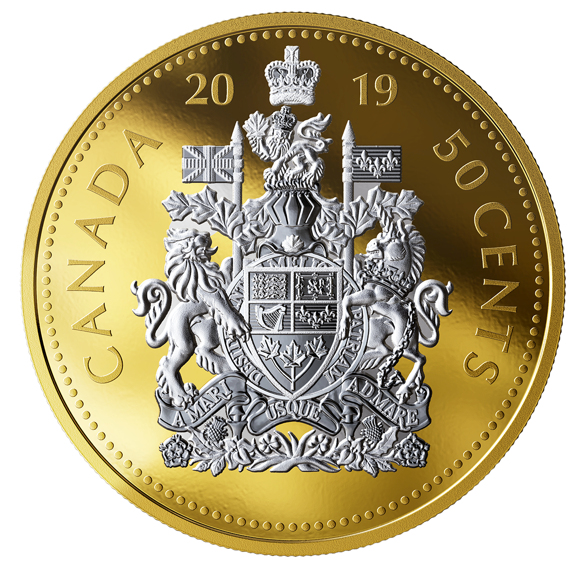 5 oz. Pure Silver Reverse-Gold Plating Coin - Big Coin Series: 50-Cent ...