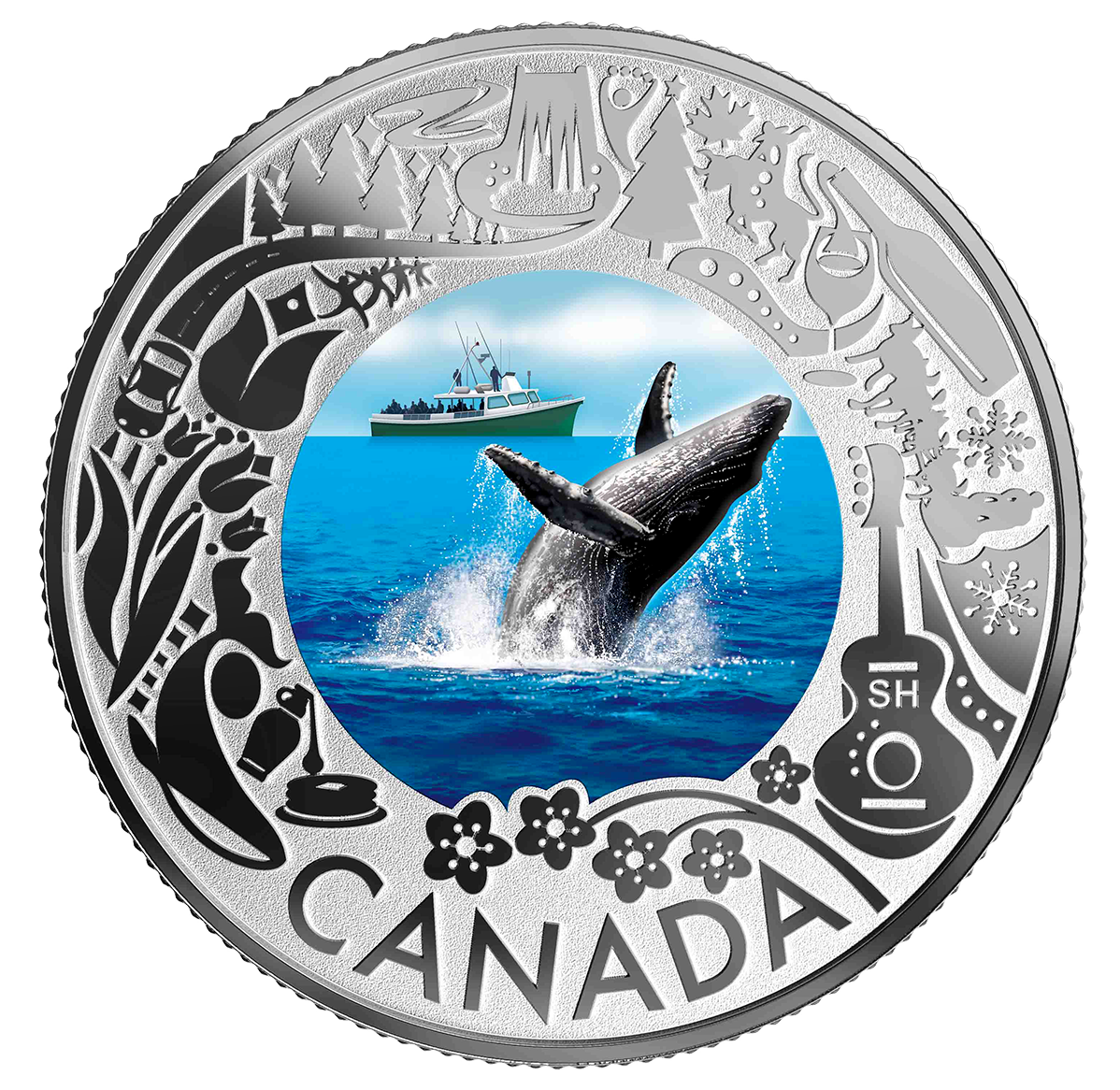 Pure Silver Coloured Coin - Whale Watching: Celebrating Canadian Fun ...