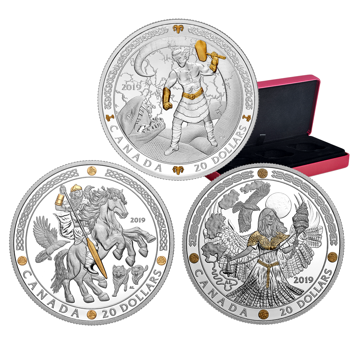 Norse Gods - 1 oz. Pure Silver Gold-Plated 3-Coin Subscription - Mintage: 3,500 (2019) | The ...