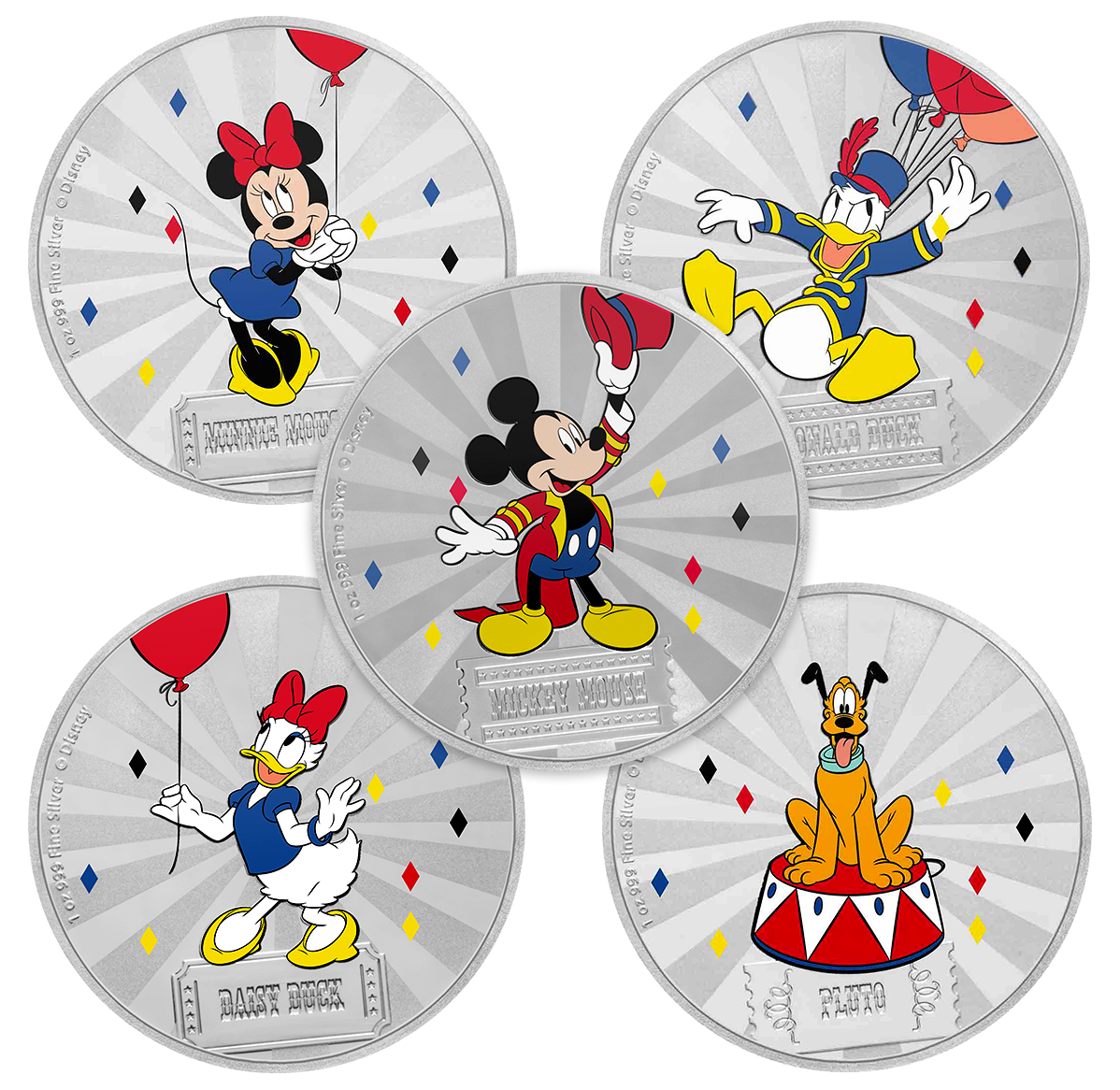 Mickey Mouse & Friends Carnival - 1 oz. Pure Silver 5-Coin Subscription ...