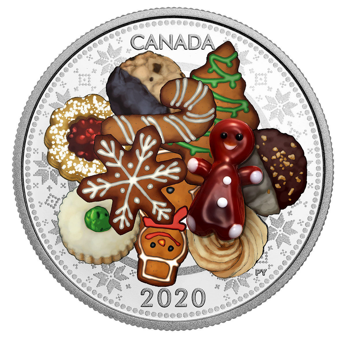 1 oz. Pure Silver Coloured Coin - Murano Holiday Cookies - Mintage ...