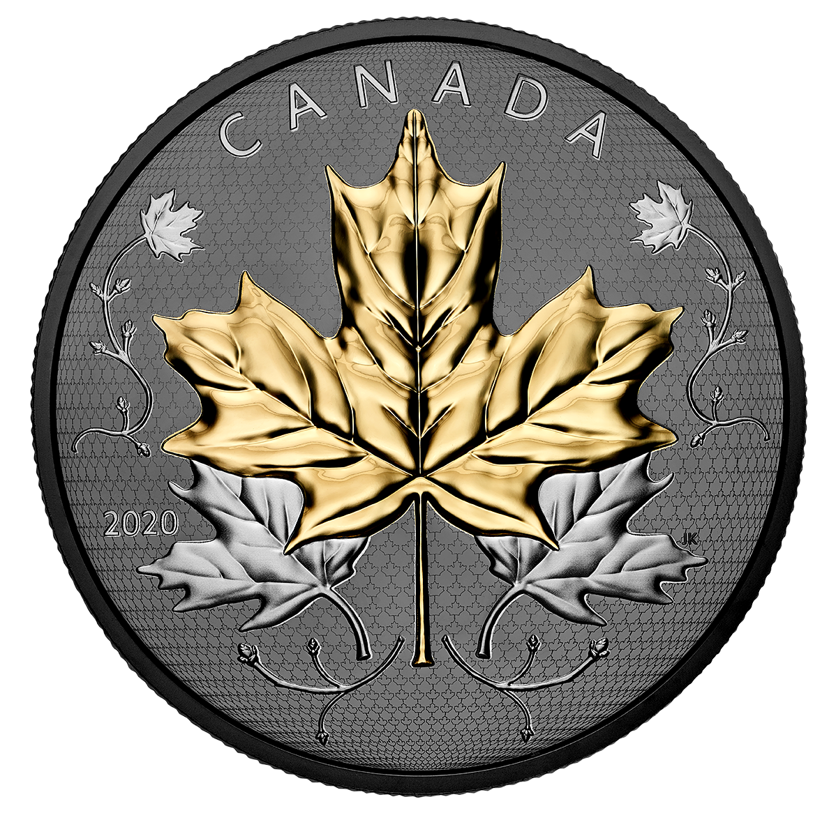 5 oz. Pure Silver Coin with Rodium – Maple Leaves in Motion – Mintage ...