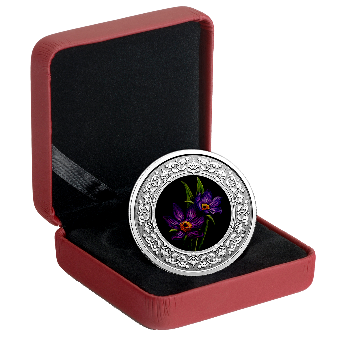 Pure Silver Coloured Coin – Prairie Crocus: Floral Emblems of Canada ...