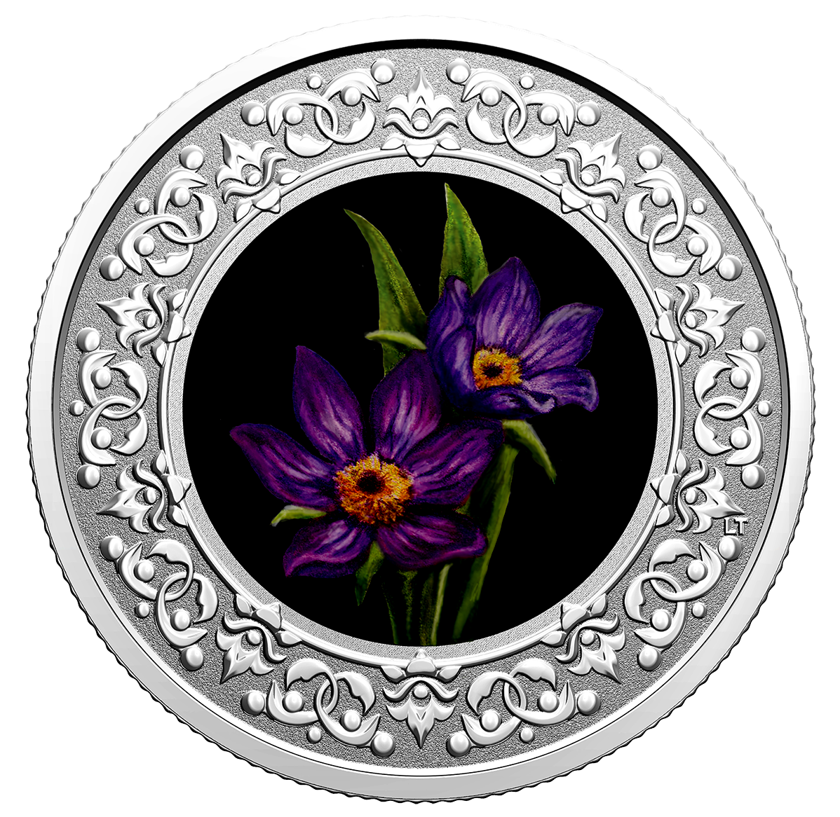 Pure Silver Coloured Coin – Prairie Crocus: Floral Emblems of Canada ...