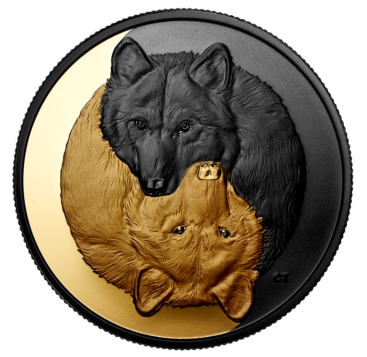 1 oz. Pure Silver Gold-Plated Coin - Black and Gold: The Grey Wolf ...