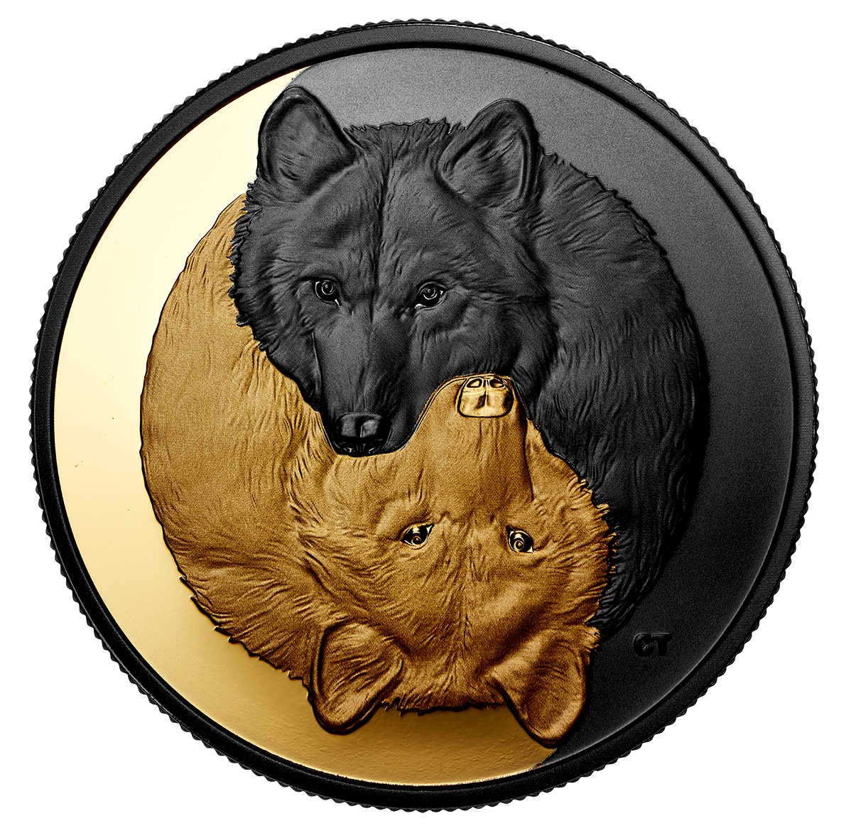 1 oz. Pure Silver Gold-Plated Coin - Black and Gold: The Grey Wolf ...