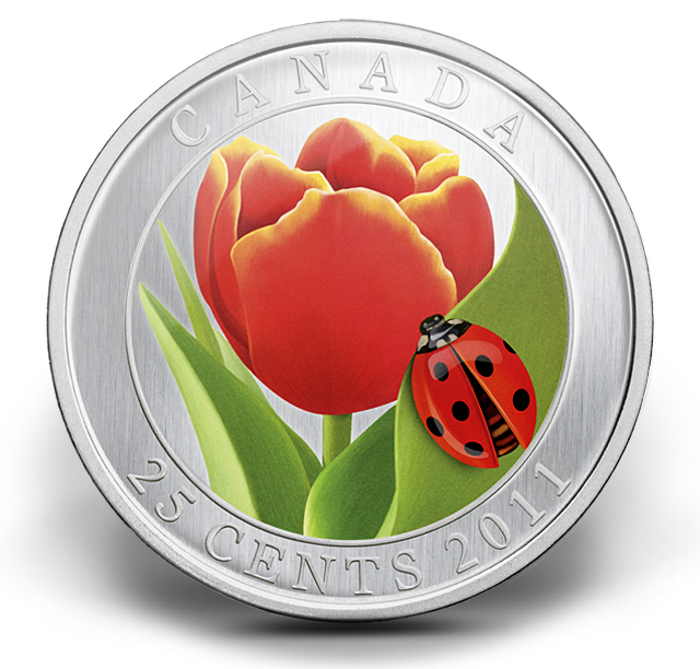 Tulip with Ladybug - Coloured Coin (2011) | The Royal Canadian Mint