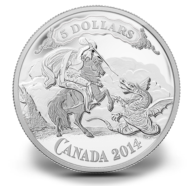 Fine Silver Coin - Canadian Bank Note Series: Saint George Slaying ...