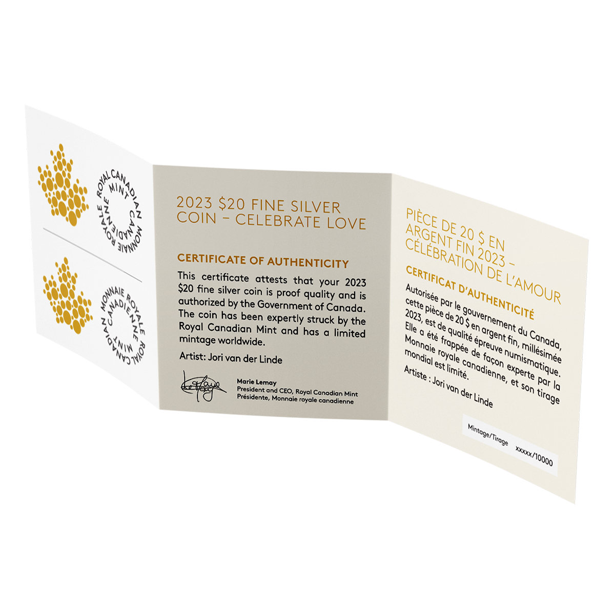 1 oz. Pure Silver Coin with Yellow Gold Plating – Celebrate Love | The Royal Canadian Mint