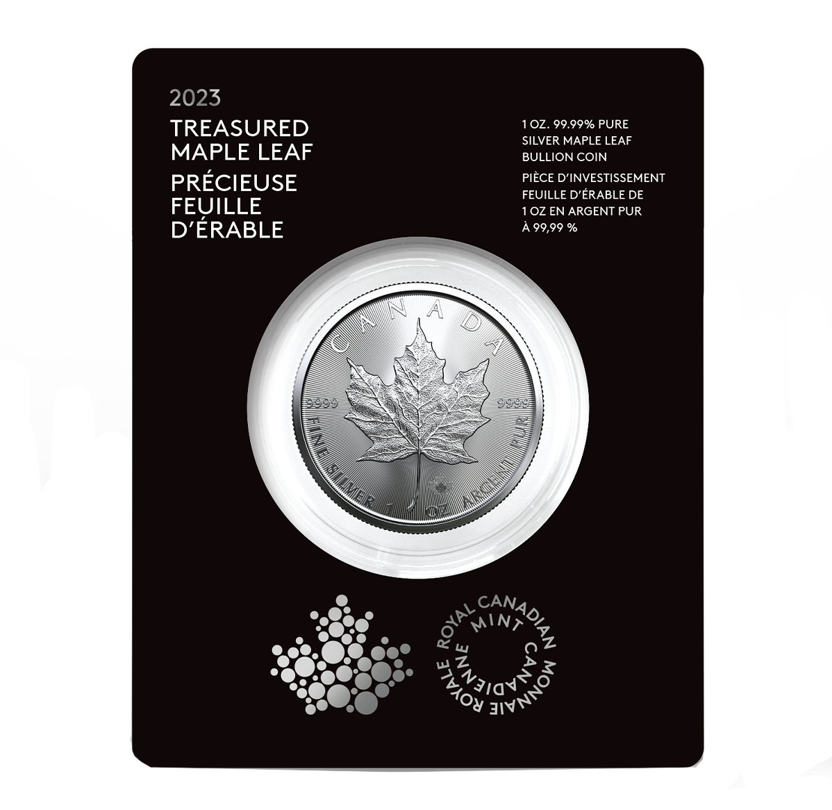 1 oz. 99.99% Pure Silver Coin - Treasured Silver Maple Leaf (Premium ...