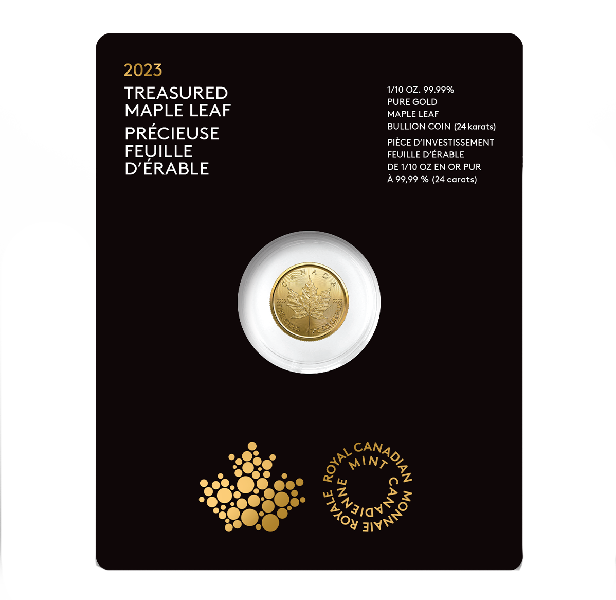 1/10 oz. 99.99% Pure Gold Coin - Treasured Gold Maple Leaf (Premium Bullion) | The Royal ...