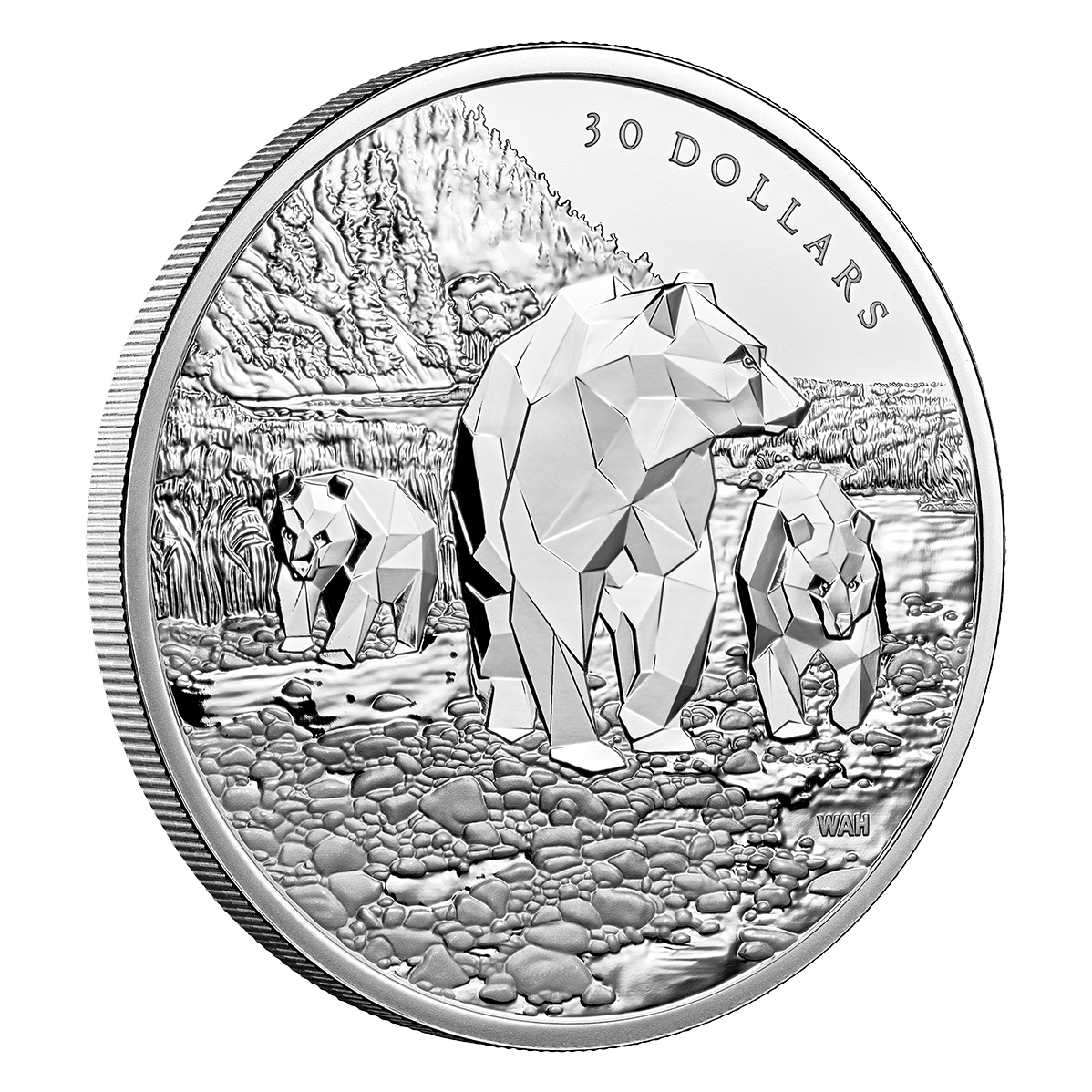 2 oz. Pure Silver Coin – Multifaceted Animal Family: Grizzly Bears ...