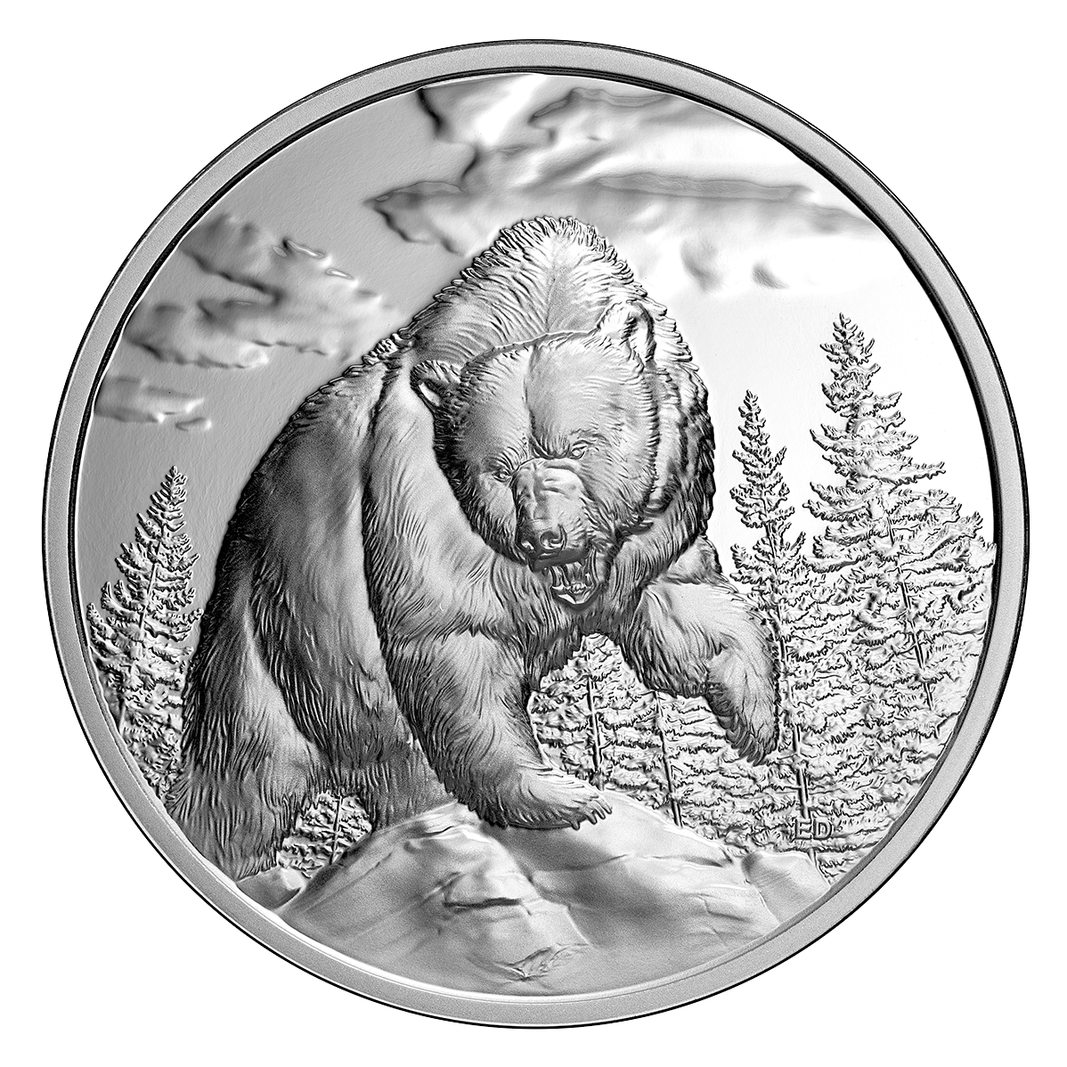 $20 Fine Silver Ultra High Relief Coin – Great Hunters: Grizzly Bear ...
