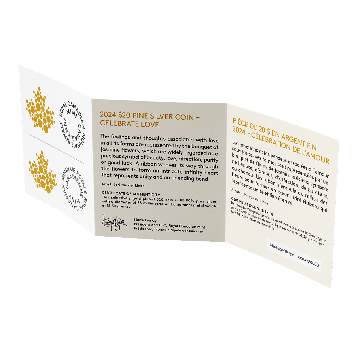 Celebrate Love - 1 oz. Pure Silver Coin with Yellow Gold Plating | The Royal Canadian Mint