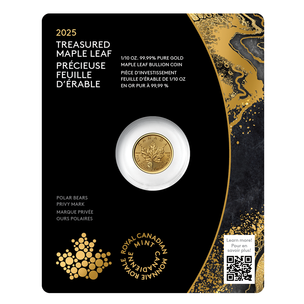 Précieuse Feuille d’érable en or : Marque privée Ours polaires - Pièce ...