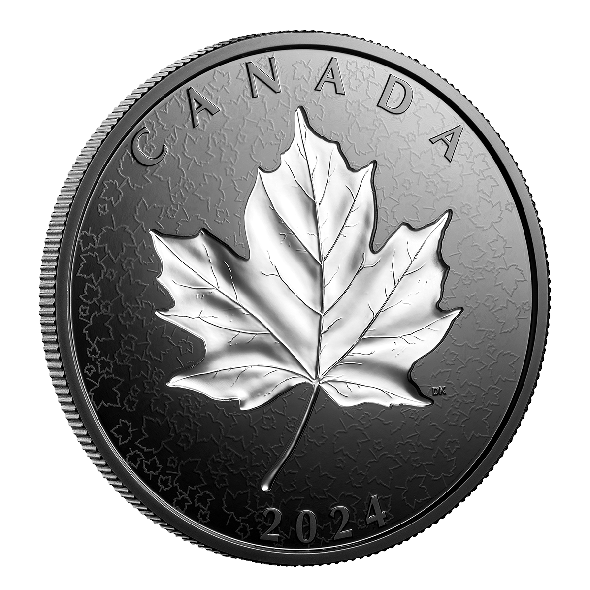 5 oz. Pure Silver Coin with Black Rhodium Plating – Maple Leaves in ...