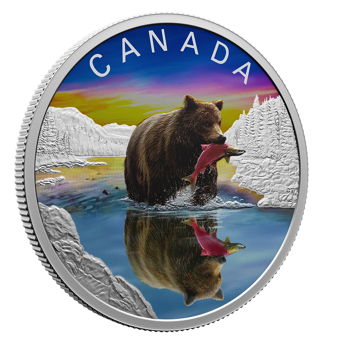 Pure Silver Coin – Wildlife Reflections: Grizzly Bear | The Royal ...
