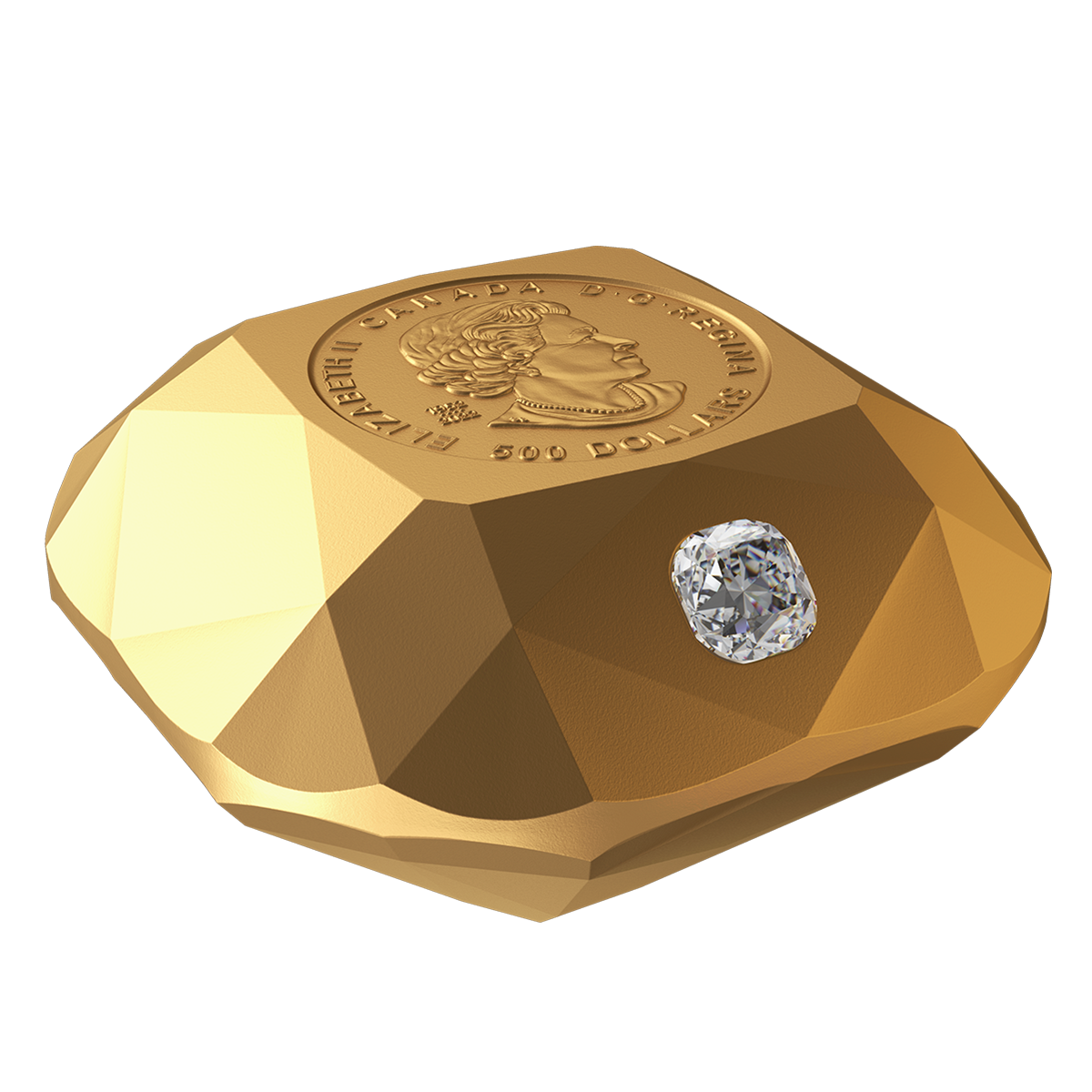 Pure Gold Diamond-Shaped Coin – De Beers Ideal Cushion Diamond | The ...