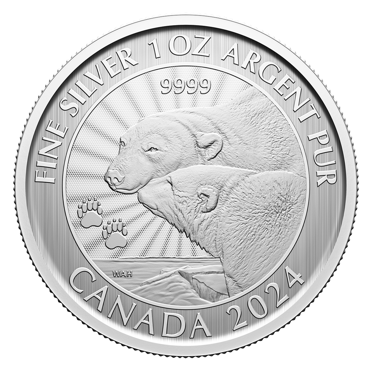 The Majestic Polar Bears - 1 oz. 99.99% Pure Silver Coin: First Strikes ...