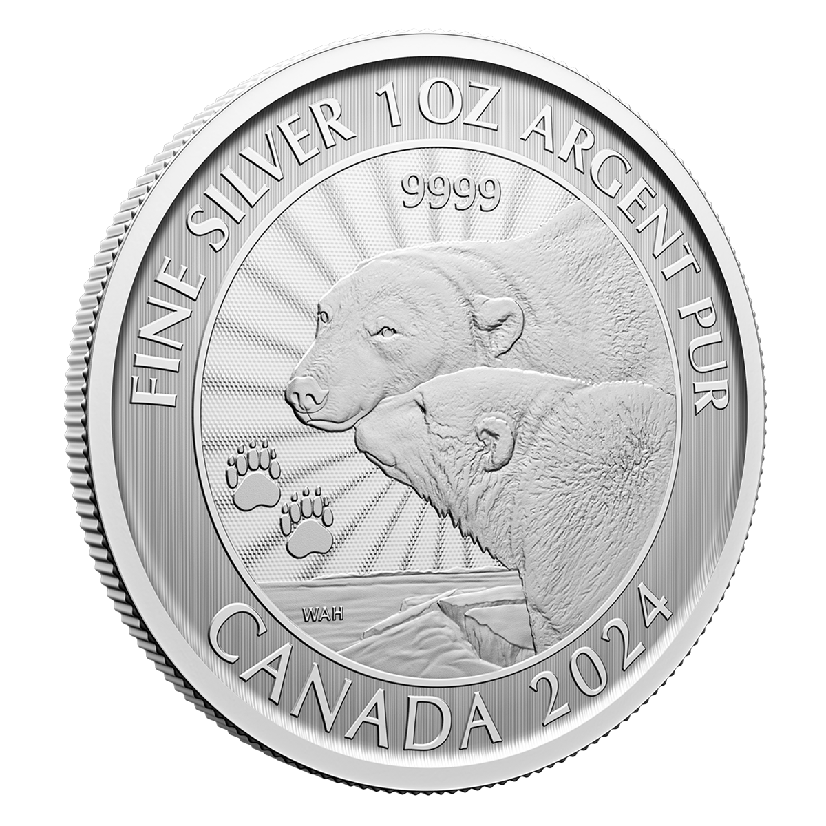 The Majestic Polar Bears - 1 oz. 99.99% Pure Silver Coin (Premium ...