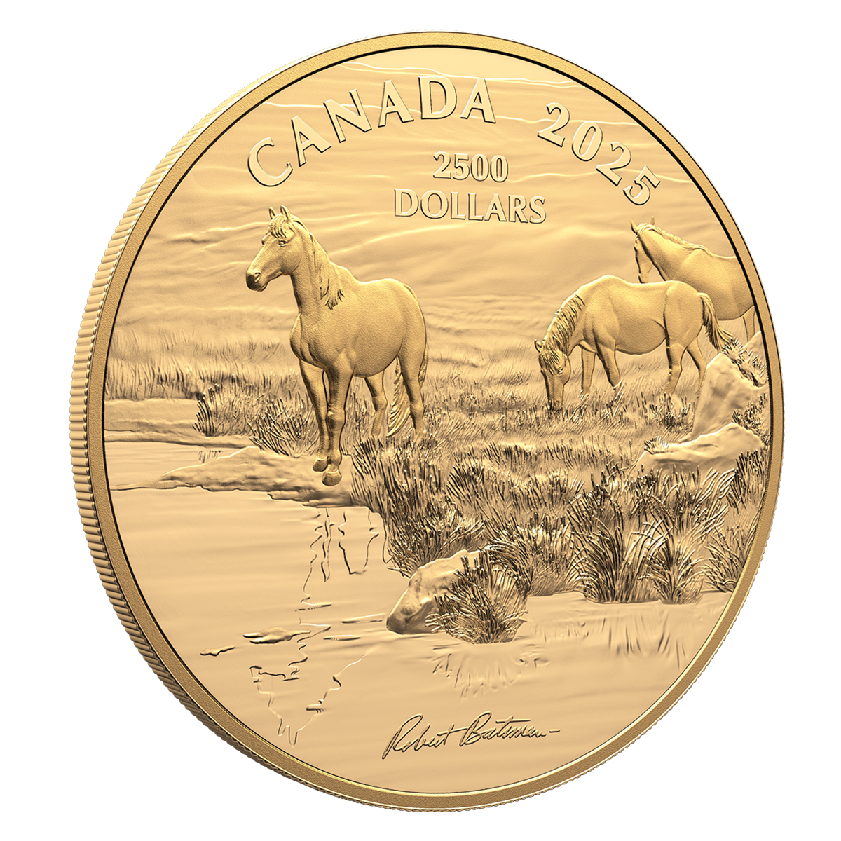Mustang Country by Robert Bateman – 1 kilo Pure Gold Coin | The Royal ...