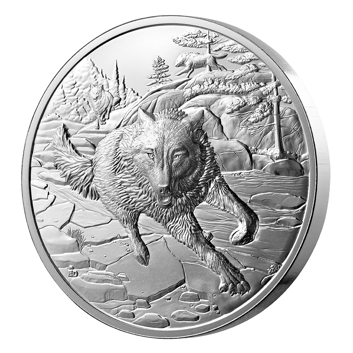 Great Hunters: Grey Wolf – 1 oz. Fine Silver Ultra High Relief Coin ...