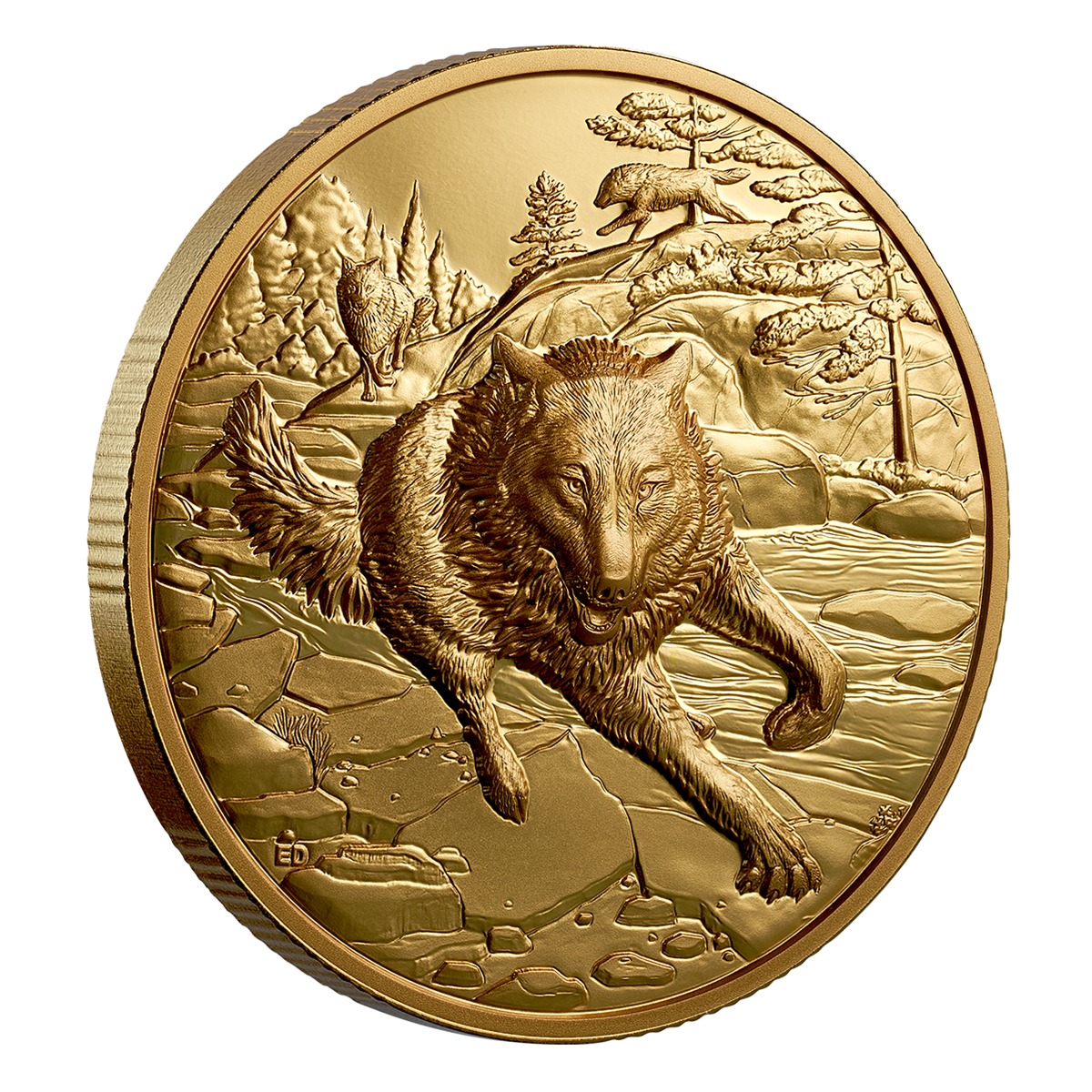 Great Hunters: Grey Wolf – 1 oz. Pure Gold Ultra High Relief Coin | The ...