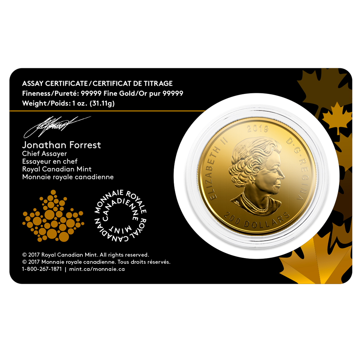 Bullion 1-ounce 99.999% Pure Gold Coin - 'Call of the Wild' Coin 6 ...
