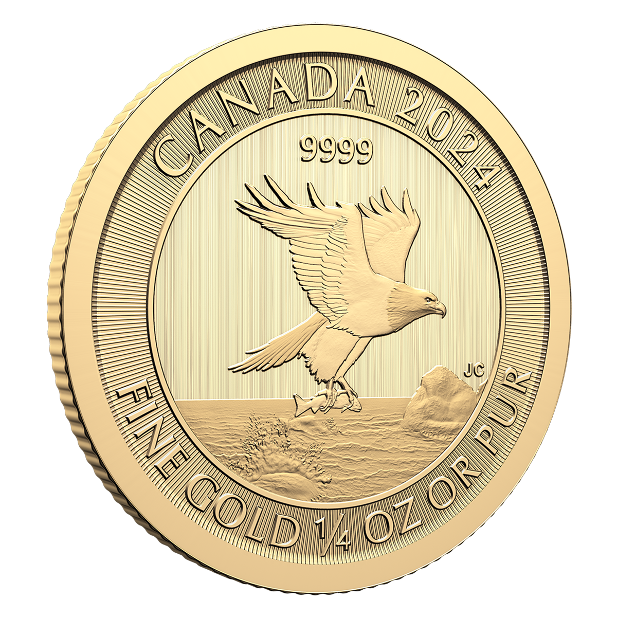 2024 1/4oz. 99.99% pure gold coin - Bald eagle with Fish (bullion ...